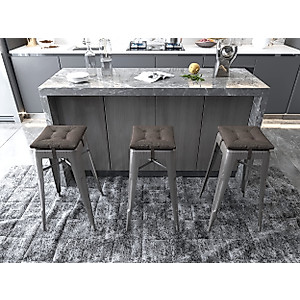 COZPLEN Bar Stool Cushions, Outdoor Patio Home Kitchen Square seat Cushions with Ties 12 Inches, Set of 2, Light Grey