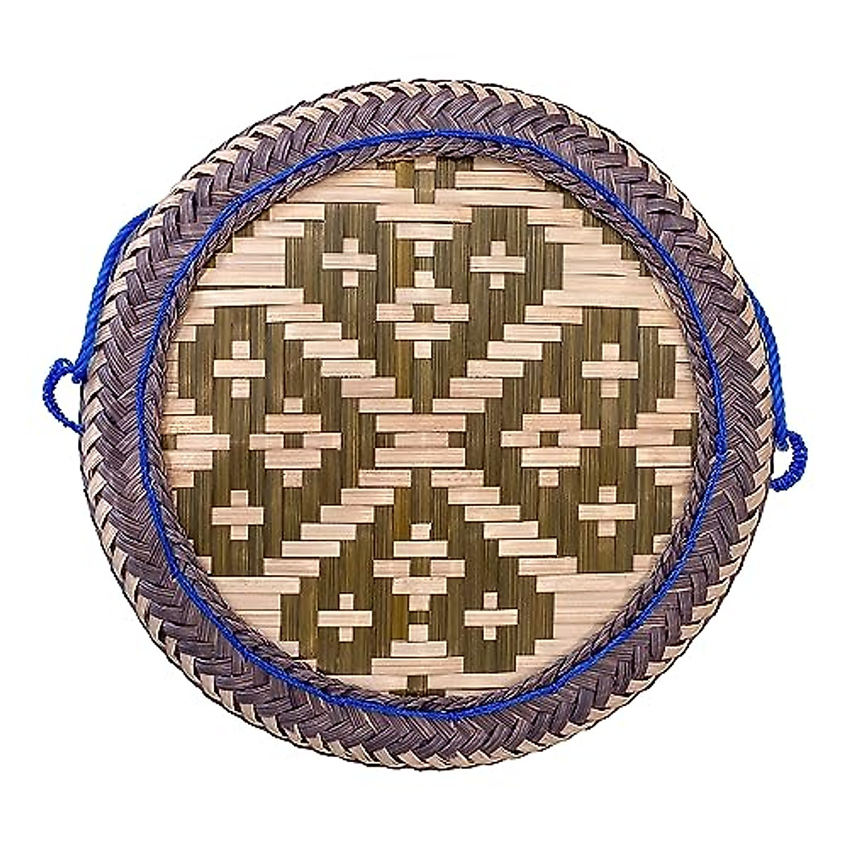 PANWA Handmade 100% Eco-Friendly Thai Bamboo Sticky Rice Serving Basket - Riceberry Toned Wickerwork with Vegetable Based Dye - Food Safe- Family Size