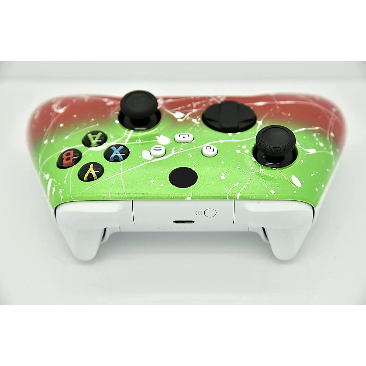 Hand Airbrushed Fade Custom Controller Compatible with Xbox Series X/S & Xbox One (Series X/S Green & Red White Drip)