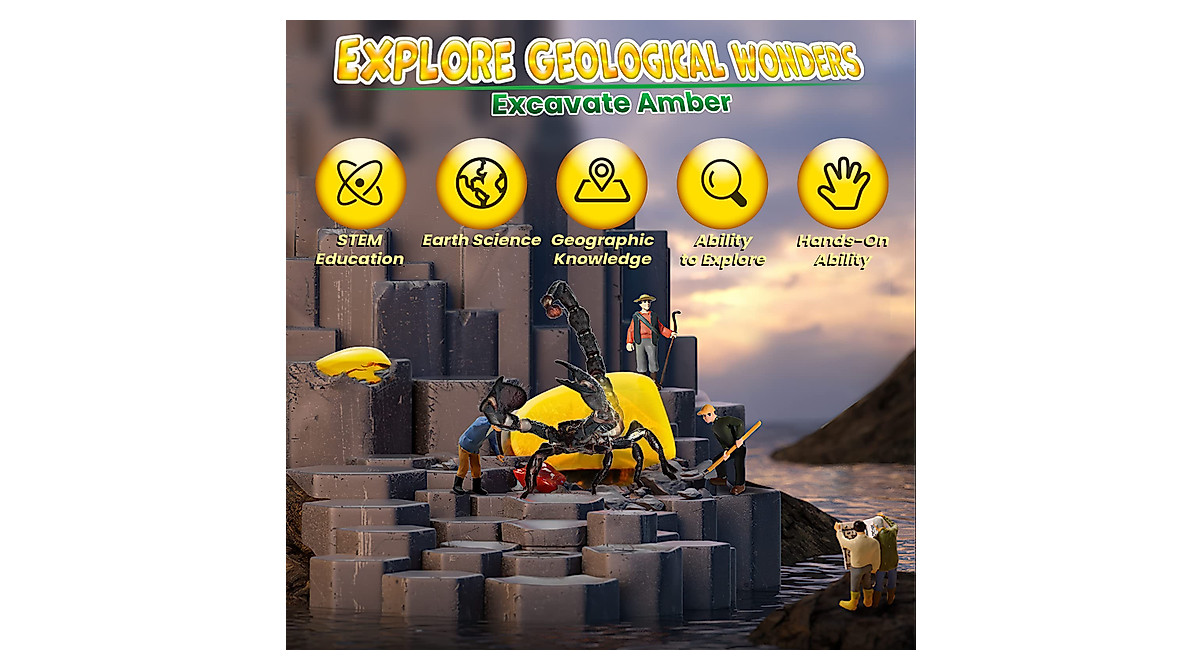 Amber Dig Kit for Kids Age 6+ | STEM Excavation & Bug Collection