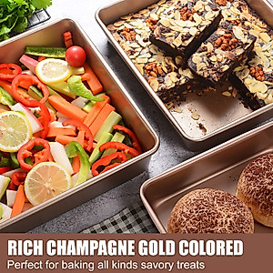 Joho Baking Sheet Pans Cookie Sheet, Deep Baking Pans Nonstick Net, Bakeware Rectangle Cake Pan for Oven,Gold