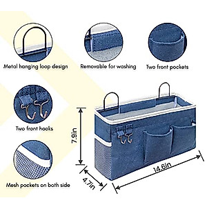 Kanrichu 2pcs Large + 2pcs Small Wall Hanging Storage Bag for Home & Camper (Blue & White)