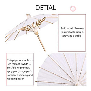 (Pack of 2) Paper Parasol Chinese/Japanese Decorative Umbrella White DIY Painting Decorative Umbrella Wedding Bridal Party Decor Photo Cosplay Prop(20cm / 7.87in)