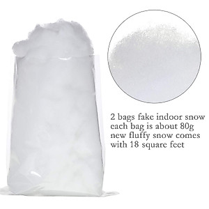 2 Bags Christmas Fake Snow Cotton Like Fluffy Snow Fiber Artificial Snow Indoor Snow Blanket Decor for Winter Mantle Village, Nativity and Christmas Ornament(White)