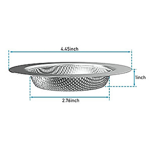 AFANTY 3PCS Kitchen Sink Strainer, Large Wide Rim 4.5" Diameter, Stainless Steel, Fits Most Drains (3.15" to 3.75")