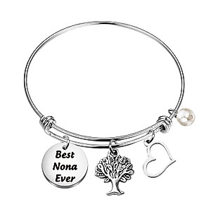 BLEOUK Best Nona Ever Grandma Jewelry Birthday Gift Mother's Day Gift for Grandma Nona (Best Nona Ever)
