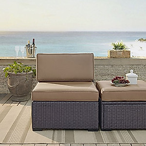 Crosley Furniture KO70125BR-MO Biscayne Outdoor Wicker Armless Chair with Mocha Cushions - Brown