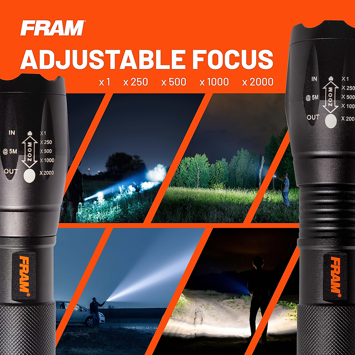 FRAM FAC40006 Handheld Flashlight, Portable and Convenient, Perfect for Camping Essentials, Survival Gear, Waterproof lamp.