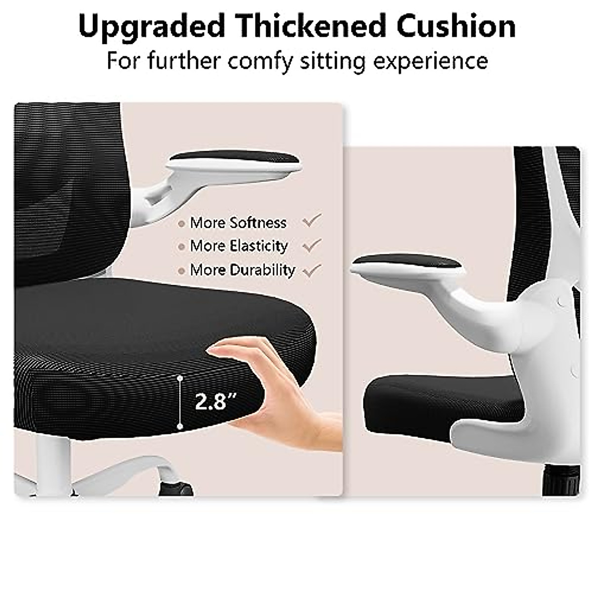 Ergonomic Office Chair, Comfort Swivel Home Office Task Chair, Breathable Mesh Desk Chair, Lumbar Support Computer Chair with Flip-up Arms and Adjustable Height