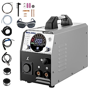 VEVOR MIG TIG MMA Welder 200A Welding Machine 6 in 1 Combo Aluminum Welding Machine 110/220V Portable Flux Core Welder Automatic Wire Feeding Wire Dia. 0.68-1.0 MM w/1 KG Welding Wire Stick Welder