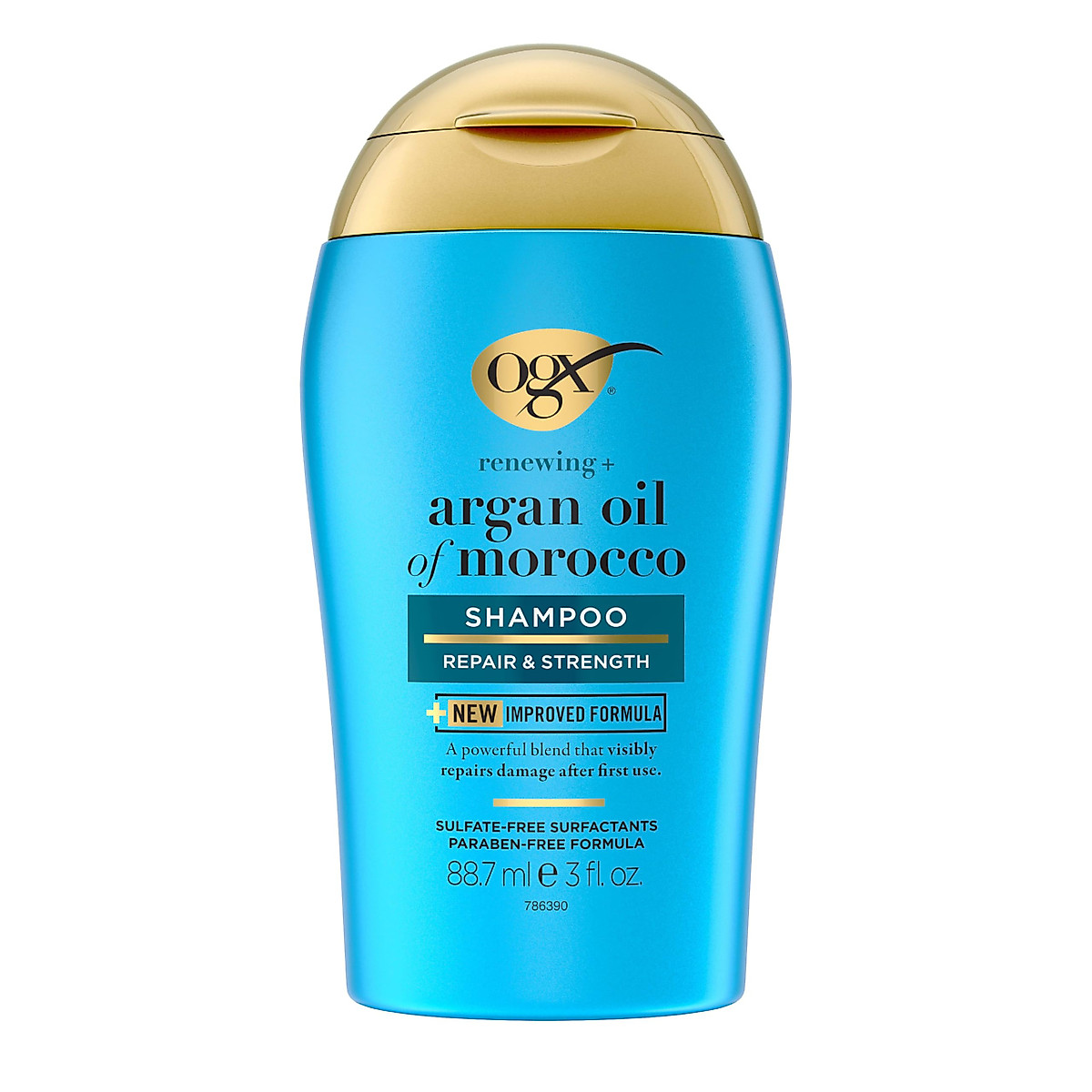 OGX Renewing + Argan Oil of Morocco Shampoo, Damage Repairing Shampoo & Argan Oil to Cleanse & Help Strengthen & Repair Damaged Hair, Travel Size, TSA-Complaint, 3 fl. oz