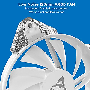 ALSEYE N12 Case Fans, 3 Pack 120mm ARGB & PWM PC Case Cooling Fans with Controller, Ultra Quiet High Airflow Half-Transparent White Computer Case Fan