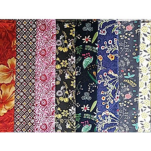 50pcs 10 x 10 inches Cotton Fabric Bundle Squares for Quilting Sewing, Precut Fabric Squares for Craft Patchwork
