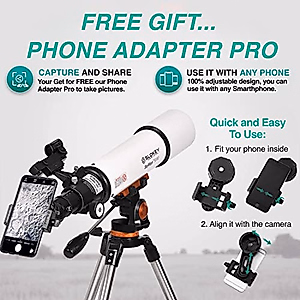 Telescope for Astronomy for Adult Beginners - Professional, Portable and Powerful 20x-250x - Easy to Mount and Use - Astronomical Telescope for Moon, Planets and Stargazing