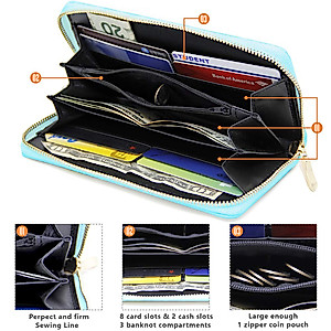 by you Women Holographic 3D Long Clutch Wallet Zipper Closure Card Slots Zippered Coin Pouch (SEASHELLS)