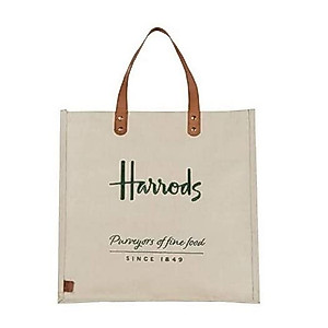 Harrods London Jute Shopper Bag, Beige
