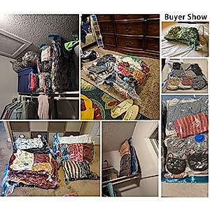 TEGOKICO 10-Pack Vacuum Sealer Storage Bags Reusable Compression Space Saver Bags With Electric Pumps for Travel, Clothes, Mattress, Blanket, Pillows, Comforters (Combo)