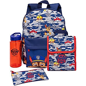 Paw Patrol Backpack Set Kids 4 Piece Camo Lunch Box Water Bottle Pencil Case