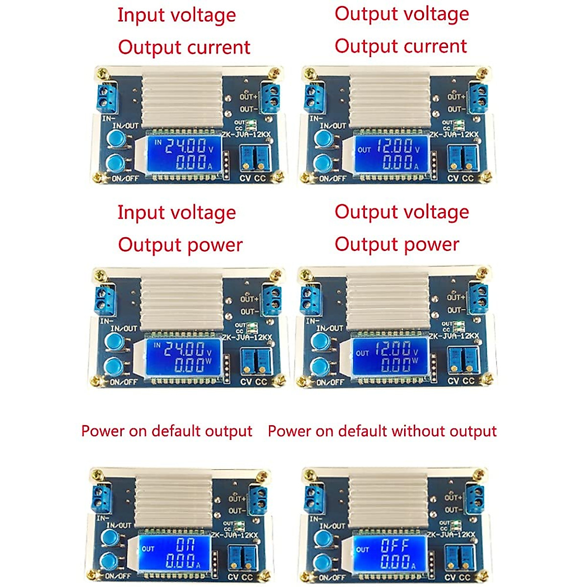 Adjustable CC CV Buck Converter Power Supply Module 12A 160W DC to DC 5.3V-32V to 1.2V-32V Voltage Regulator 12V 24V Step Down Voltage Transformer