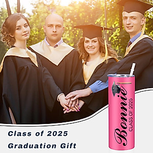 Personalized Graduation Tumbler Gifts for Her Him - Class of 2025 Graduation Gifts for Girls Boys, Custom Graduation Skinny Tumblers with Lid and Straw, High School Masters Degree Phd Graduation Gifts