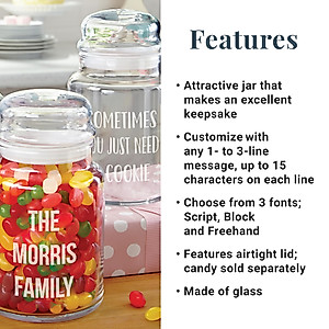 Let's Make Memories Personalized Variety Glass Candy Jars - Any Message Design, Freehand Font