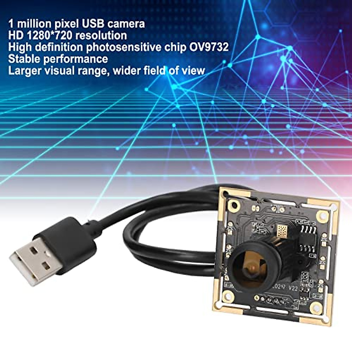 Device Embedded Camera Module, MJPEG USB Camera Module 180 Degree Distortion Panorama HD 1280x720 Resolution for Computer