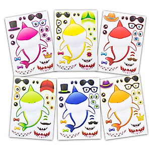 Edgewood Toys 24 Make A Shark Stickers For Kids - Great For Birthday Party Favors, Decorations, & Prizes - Let Your Kids Get Creative & Design Their Favorite Shark Stickers – Fun Kids Craft Activity