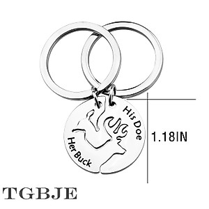 TGBJE Her Buck His Doe Keychain Set Couple Gift His and Hers Set Matching Keychains (Her Buck)