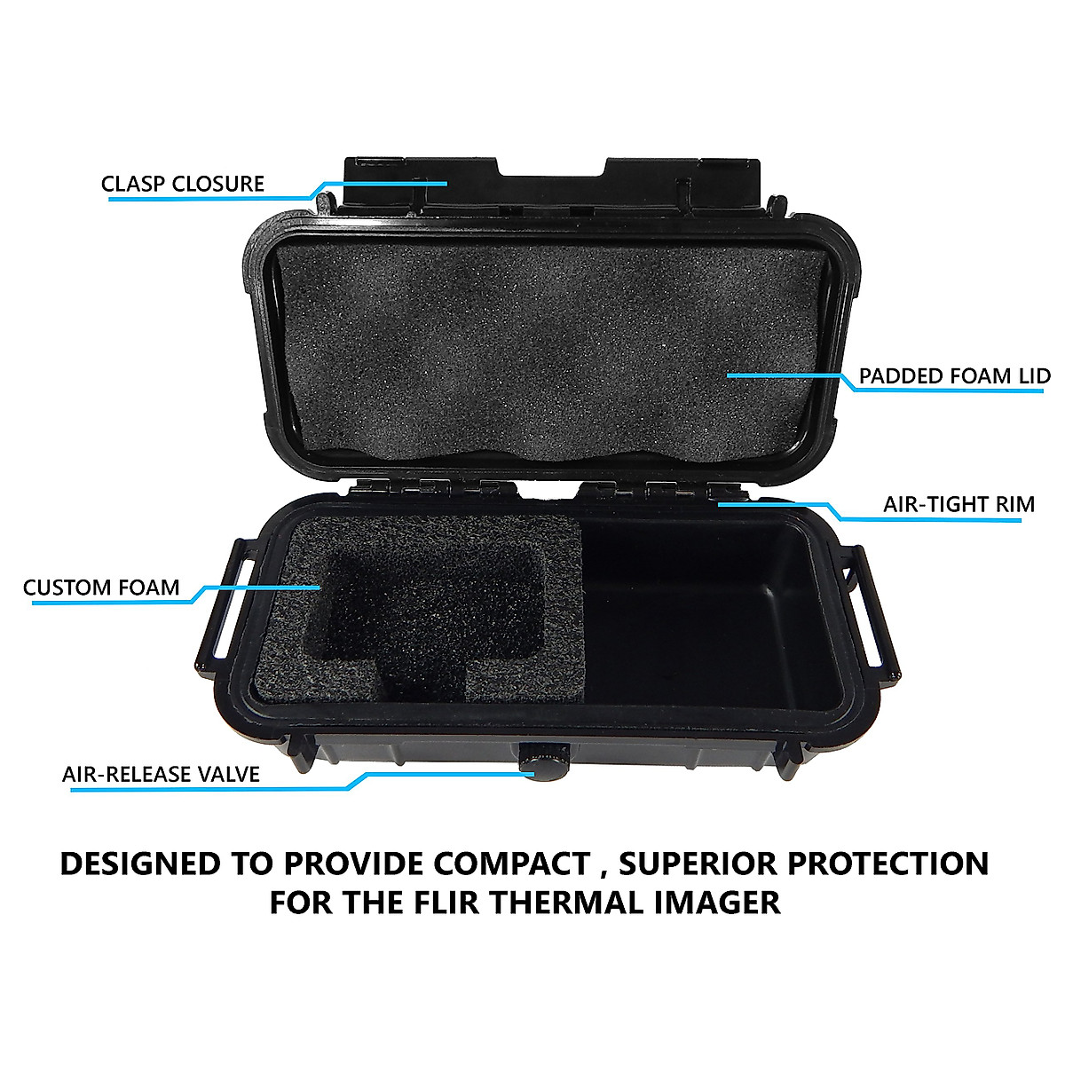 CASEMATIX Thermal Camera Case Compatible with FLIR One Pro and Gen 3 Thermal Imager Topdon Tc002C Fluke TC01B TC01A Thermal Imaging Cameras for IOS and Android, Waterproof Case Also Fits Cables