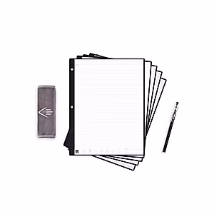 Rocketbook Smart Filler Paper Starter Pack | Lined Wide Ruled Reusable Notebook, (8.5" x 11"), Scannable Binder Paper - Write, Erase, Reuse, 18 Leaf Sheets, 1 Pilot Frixion Pen, and 1 Microfiber Cloth