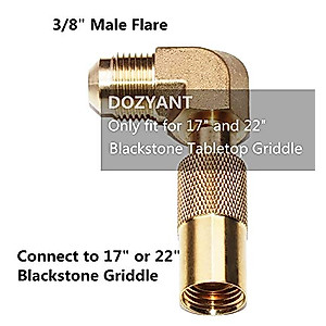 DOZYANT 12 Feet Propane Quick Connect Extension Hose with Propane Elbow Adapter Convertion Fitting for Blackstone 17 Inch or 22 Inch Griddle, Connect to RV Trailer with Quick-Connect Kit
