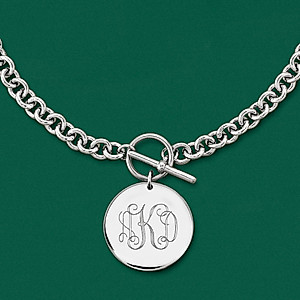 Ross-Simons Monogram - Italian Sterling Silver Personalized Disc Toggle Necklace. 20 inches