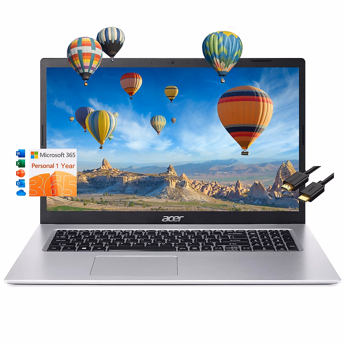 acer Aspire 1 A115-32-C96U Home & Student Slim Laptop (15.6" FHD, Intel Celeron N4500, 16GB RAM, 512GB SSD, UHD Graphics) 1-Year Office 365, Ethernet, Wi-Fi, Webcam, IST HDMI, Win 11 Home, Silver