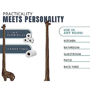 Paper Towel Holder or Free Standing Toilet Paper Holder- Cast Iron Giraffe Paper Holder - Versatile and Decorative Bathroom Toilet Paper Holder or Stand Up Paper Towel Holder - Rust Brown by Comfify