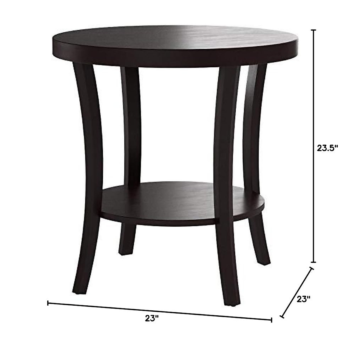 Roundhill Furniture Perth Contemporary Round End Table with Shelf, Espresso