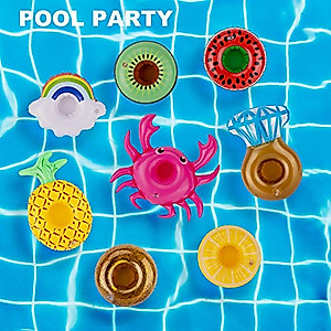 SAVITA 14pcs Inflatable Drink Holders with 1 pcs Air Pump, Cute Cup Coasters Drink Floats for Summer Pool Party Decorations, Fun Tub Toys for Kids