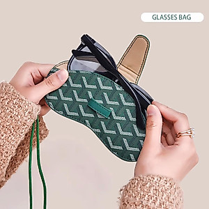 kytasryl Portable Sunglasses Bag,Slim Sunglasses case holder,Travel Sunglass case with Lanyard,Eyeglass Pouch Bag For Purse For Men and Women(Green)