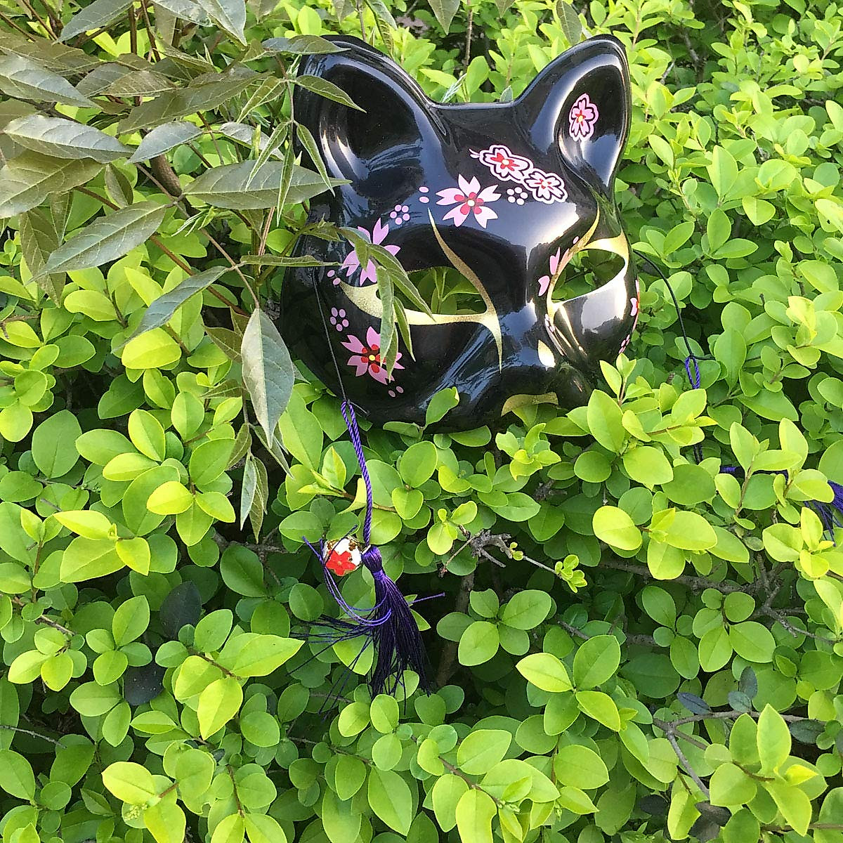 YangYong Kitsune Fox Mask for Halloween Costume,Animal Cosplay Kabuki Half Face Cat Masks Masquerade Party