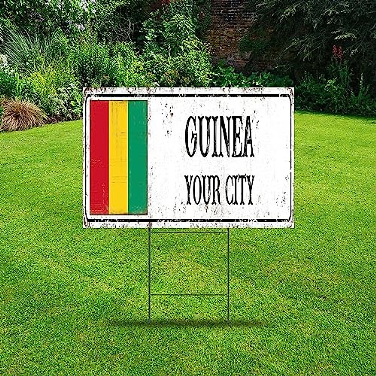 Guinea Yard Signs with Stakes 12x18 Inch International Bunting Banner Funny Yard Sign for House Rent Party Supplies Décor