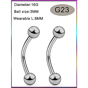 Prjndjw 16G Rook Piercing Jewelry Eyebrow Ring Grade 23 Titanium Curved Barbell Eyebrow Piercings Body Piercing Jewelry 16G 8MM Snug Daith Surface Tragus Earrings Web Rings