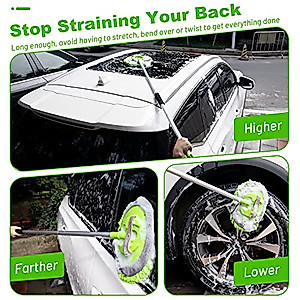 Ordenado 62&quot; Car Wash Brush Kit Mitt Mop Sponge with Long Handle Chenille Microfiber Car Cleaning Brush Kit Supplies Car Washing Mop Kit Car Care Kit of Scratch-Free Replacement Head for Car RV Truck