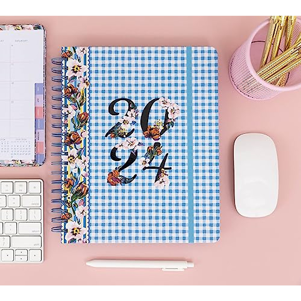 Vera Bradley Hardcover Daily Planner 2023-2024, Spiral Planner Dated August 2023 - December 2024, Jumbo Size Cute Planner, Weekly Planner with Monthly Calendar, Stickers, & Pockets, Sea Air Floral