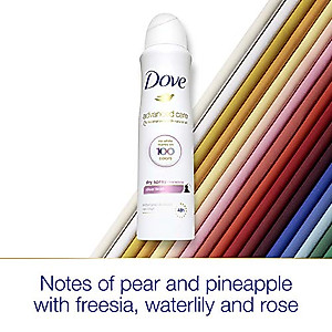 Dove Advanced Care Invisible Dry Spray Antiperspirant Deodorant No White Marks on 100 Colors Clear Finish 48-Hour Sweat and Odor Protecting Deodorant for Women 3.8 oz