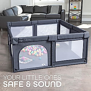 Baby Playpen 60x60in - Kids Activity Center with Anti-Slip Base - Portable Indoor & Outdoor Playard for Toddlers - Foldable Safety Play Yard for Babies - Baby Fence Play Area With Soft Breathable Mesh