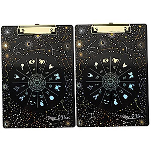 NUOBESTY Plastic Folders 2pcs Storage Teacher Convenient Clip Holder Pattern Portable Exam Low Practical Fashion Writing Conference Size Paper for Clipboards Board Profile Clipboard