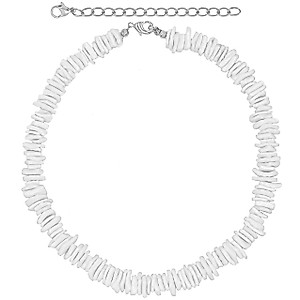 Fablinks Puka Shell Necklace, White Hawaiian Seashell Accessories for Men and Women, Beach Surfer Beaded Necklaces, Summer Clam Chip Bead Shells Choker Jewelry (18 Inches)