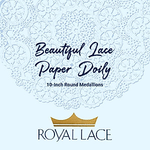 Royal Consumer Medallion Lace Round Paper Doilies, 10-Inch, Pack of 12 (B23005), White