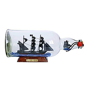 Hampton Nautical Blackbeard's Queen Anne's Revenge Model Ship in a Glass Bottle 11" - Famous Pir