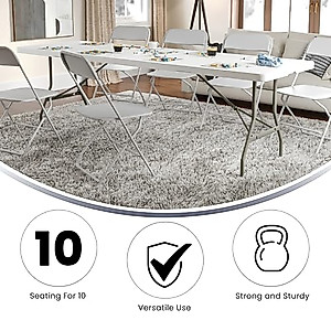 Flash Furniture Kathryn 8' Rectangular Plastic Folding Event Table with Carrying Handle, Bi-Fold Portable Banquet Table for Indoor/Outdoor Events, Granite White, 30"W x 96"L