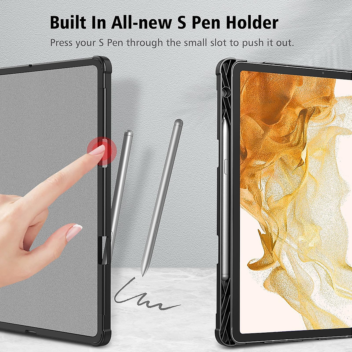 Fintie Case for Samsung Galaxy Tab S8 Plus 2022/S7 FE 2021/S7 Plus 2020 12.4 Inch with S Pen Holder, Multiple Angle Portfolio Cover with Pocket Auto Sleep/Wake, Gray